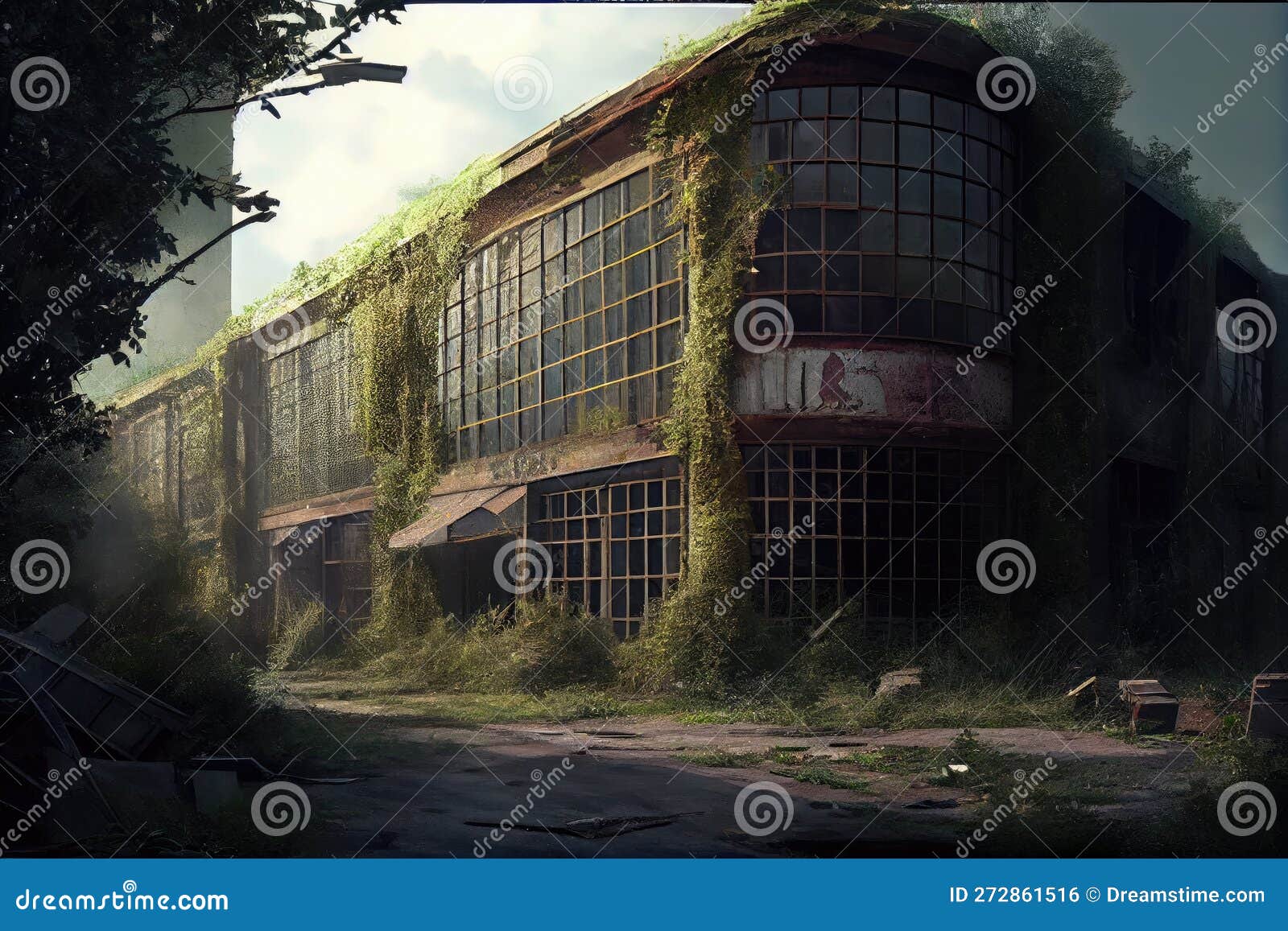 Abandoned Industrial Complex, with Broken Windows and Overgrown Gardens ...