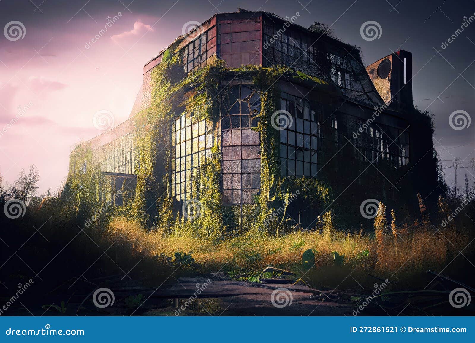 Abandoned Industrial Complex, with Broken Windows and Overgrown Gardens ...