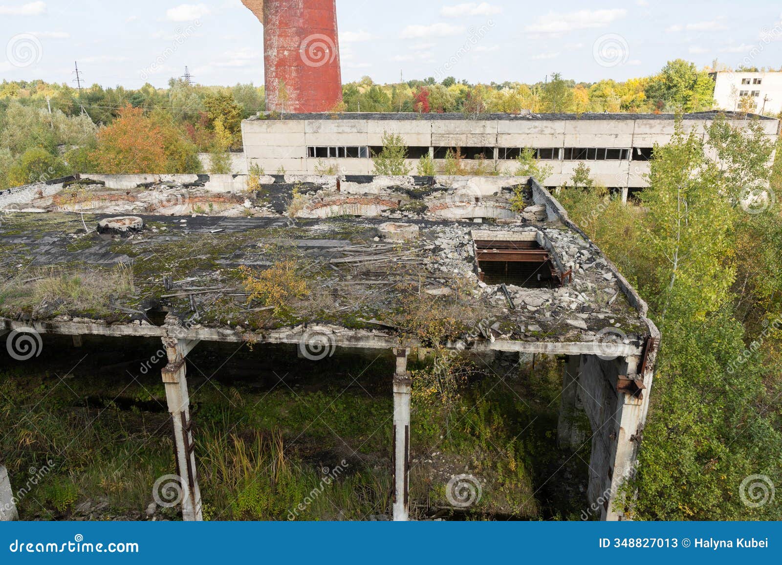 Abandoned Industrial Complex Overrun by Nature in a Post-Apocalyptic ...
