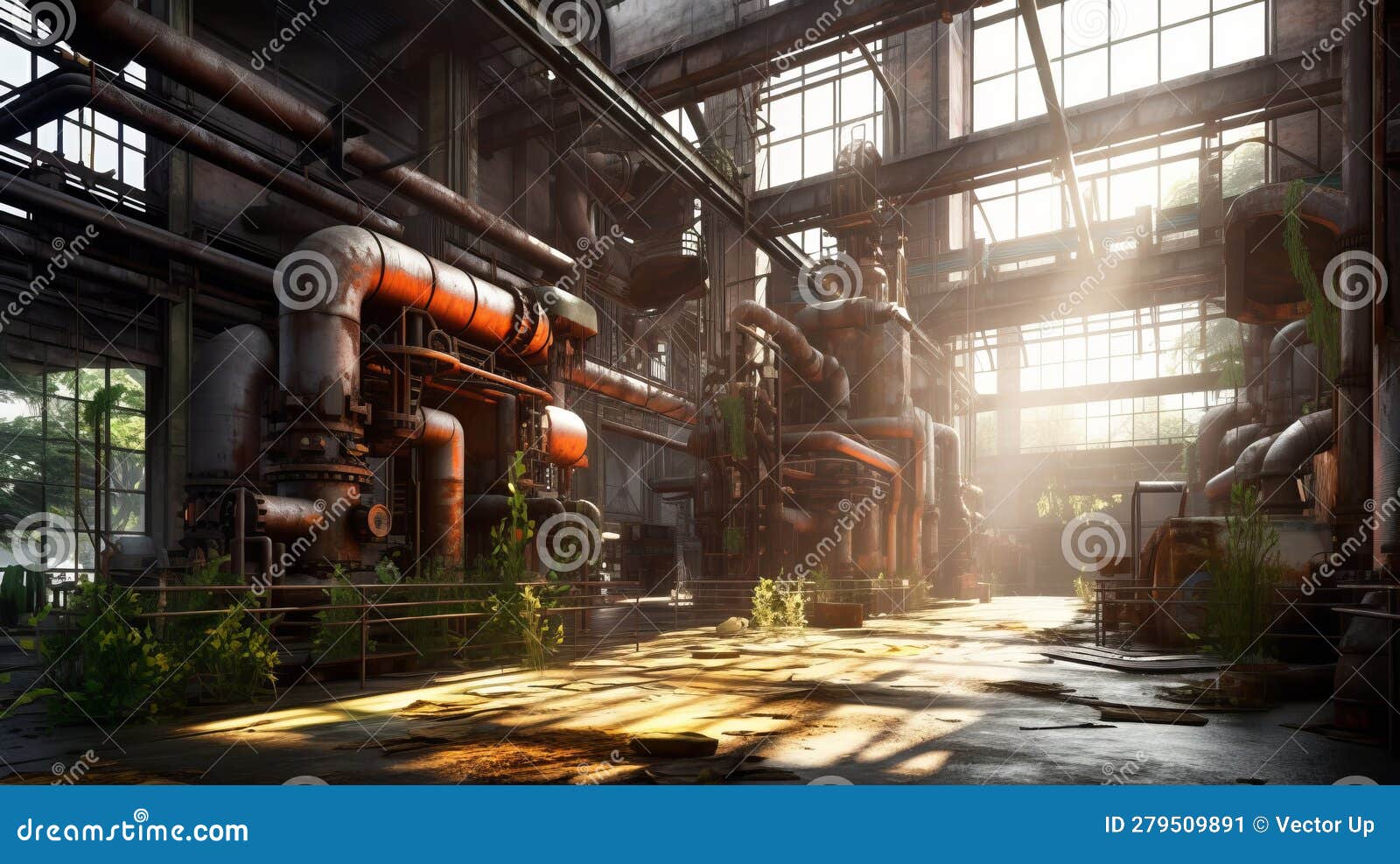 Abandoned Industrial Factory. Generative AI Stock Image - Image of ...