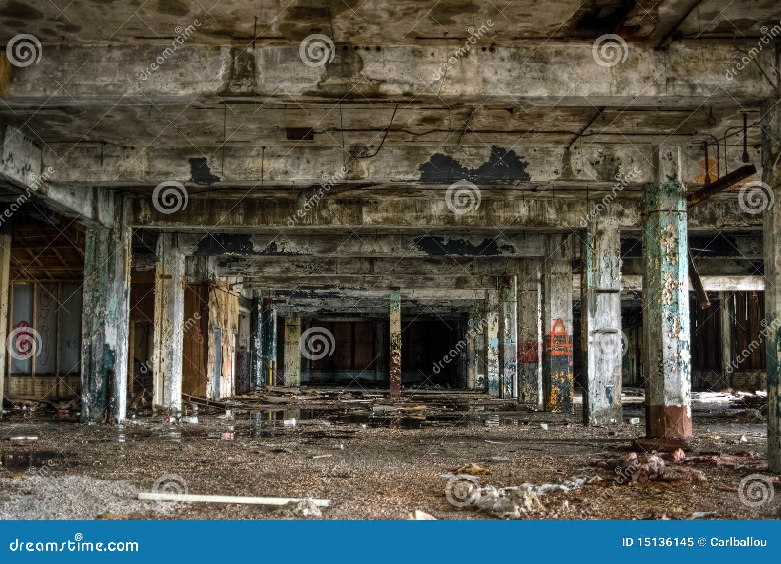 Abandoned Industrial Factory Warehouse Interior Stock Image - Image of ...