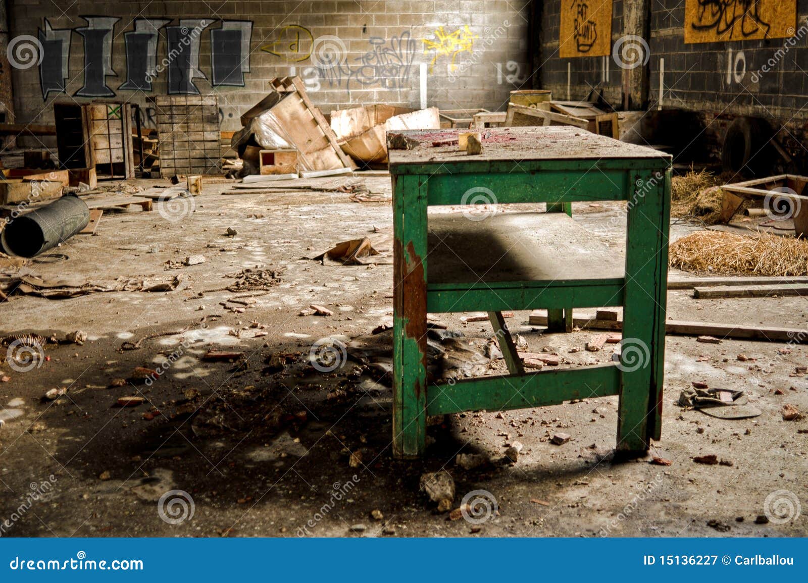 Abandoned Industrial Factory Warehouse Table Stock Image - Image of ...