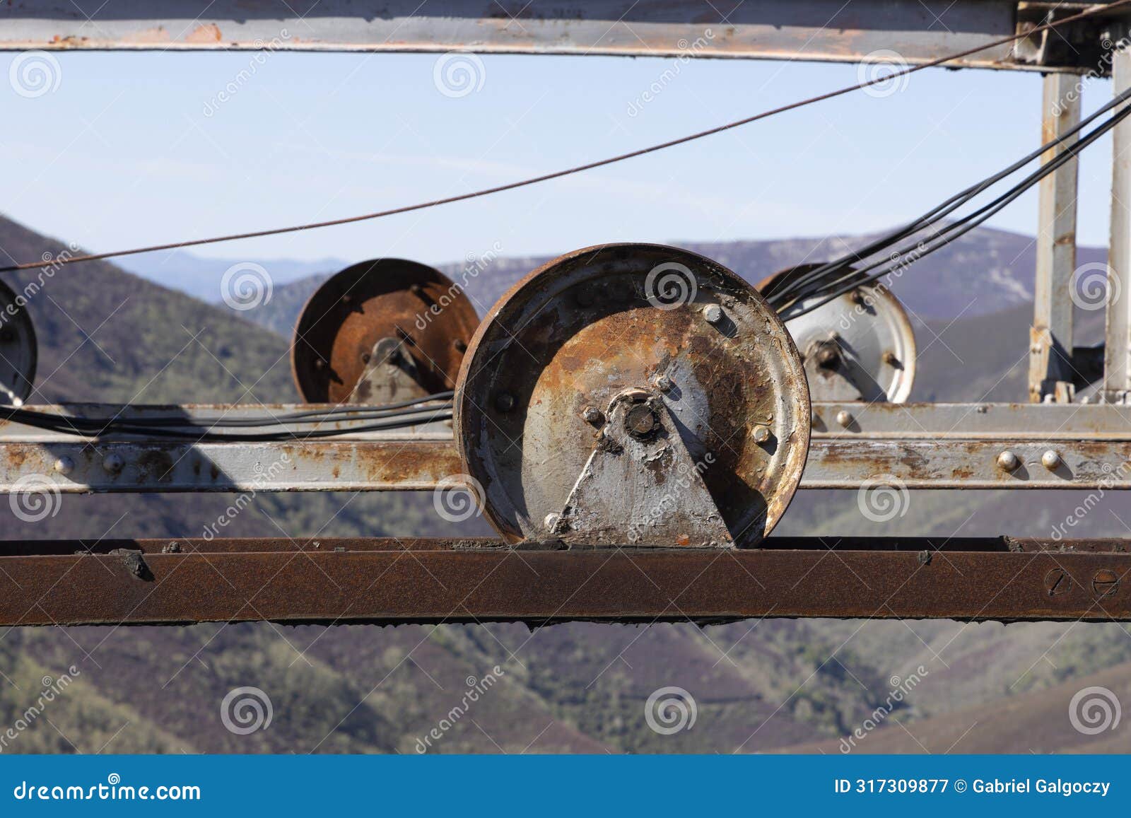 Abandoned Industrial Metal Rusted Wheel for Cableway Mining Stock Image ...