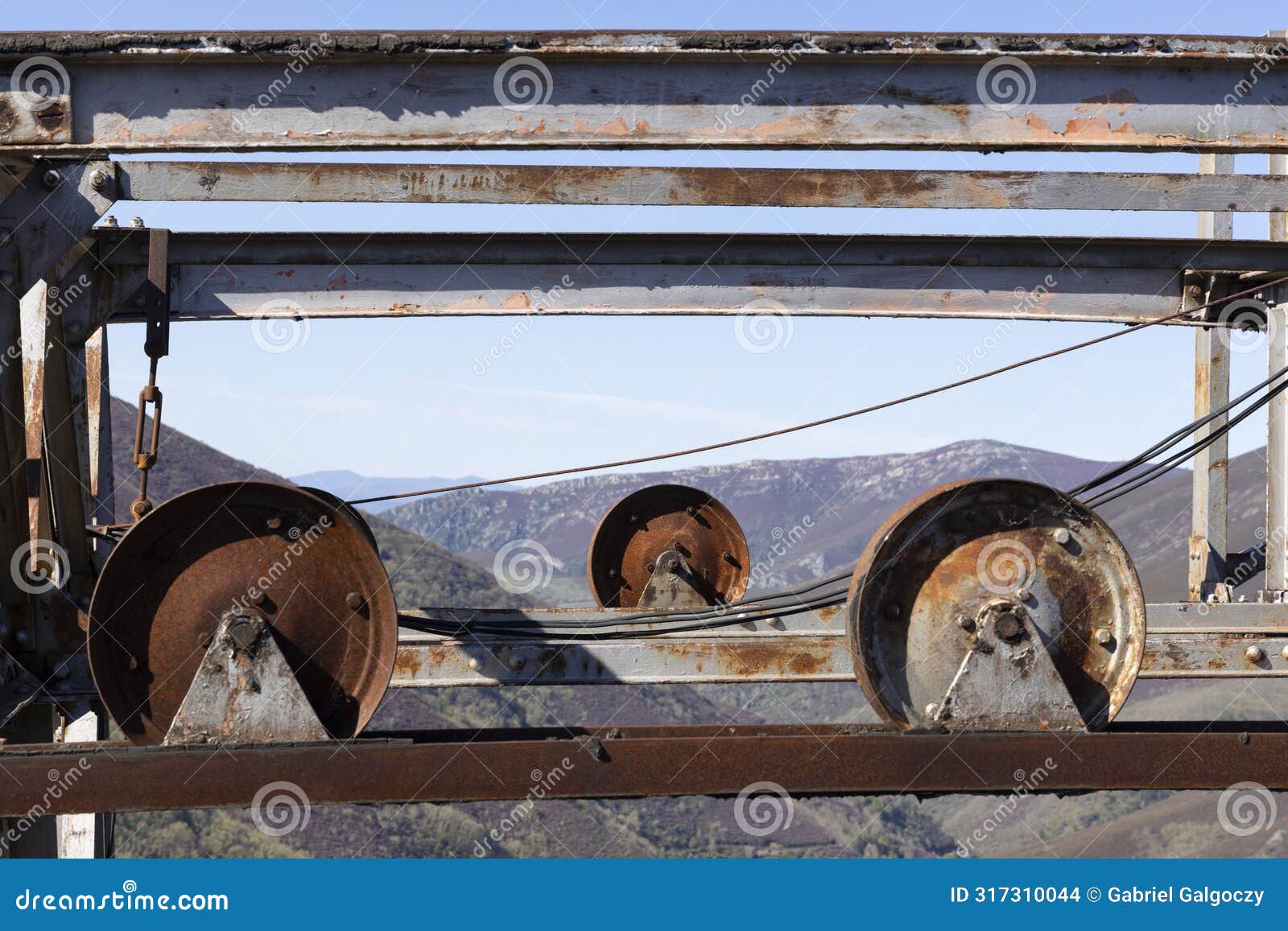 Abandoned Industrial Metal Rusted Wheel for Cableway Mining Stock Photo ...