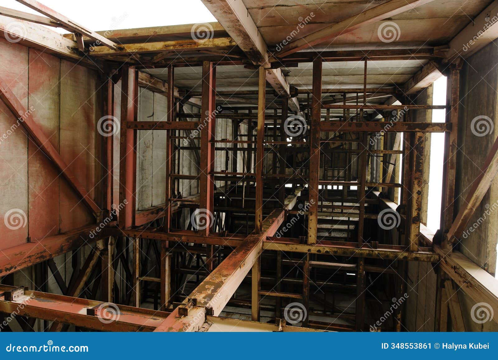 Abandoned Industrial Structure with Rusty Framework and Exposed ...