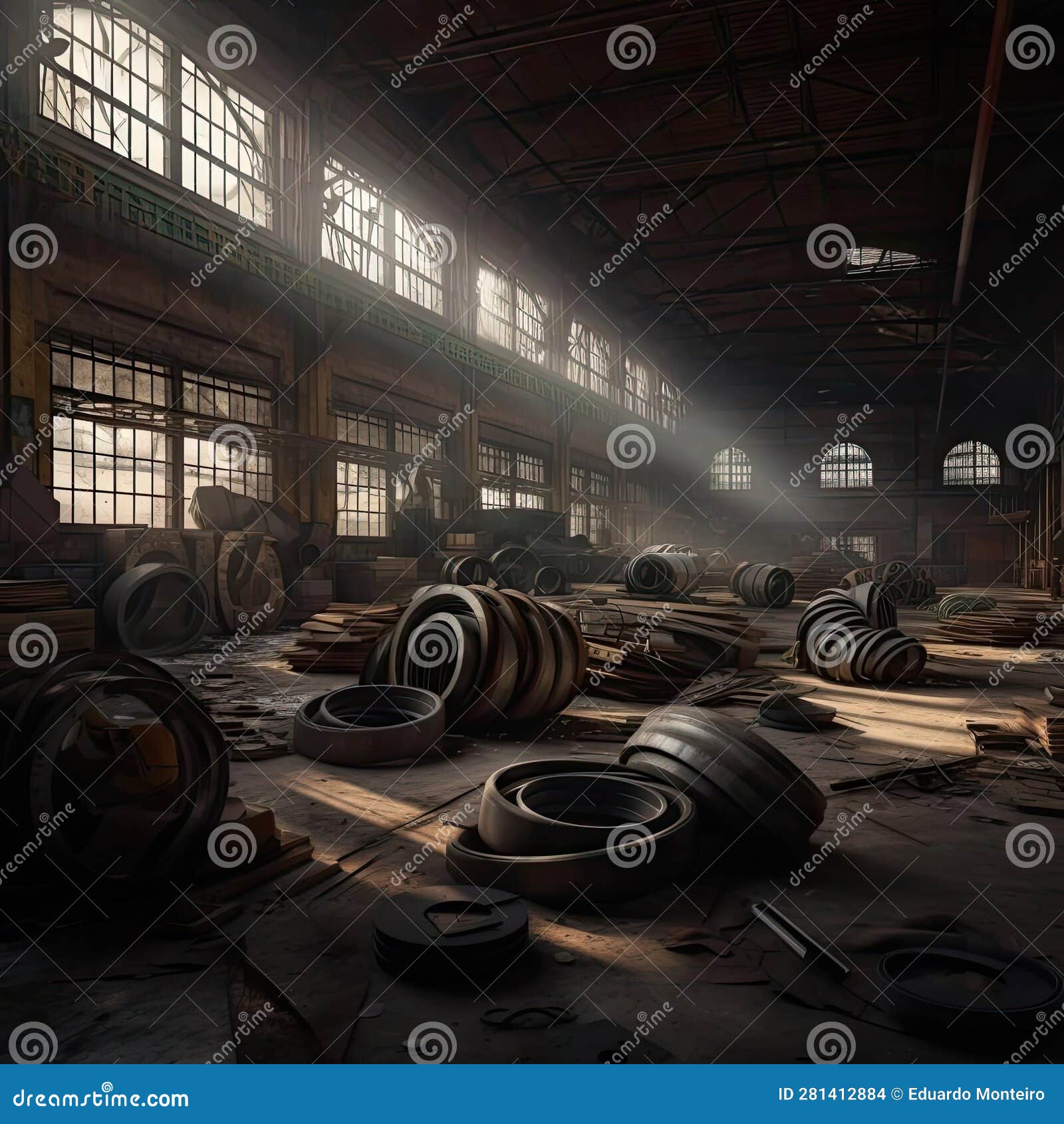 Abandoned Industrial Warehouse with a Lot of Raw Material Stock ...