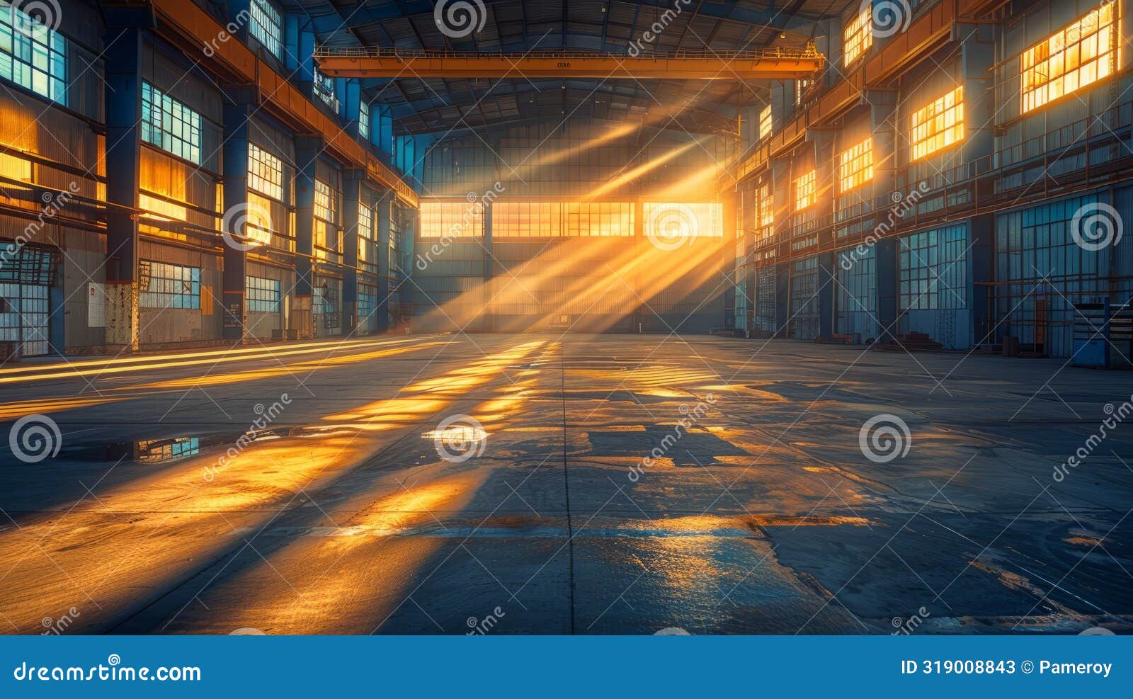 An Abandoned Industrial Warehouse with Sunlight Streaming through the ...