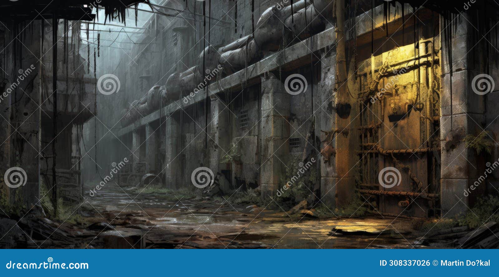 Abandoned Jail in a Post-apocalyptic Era Stock Illustration ...