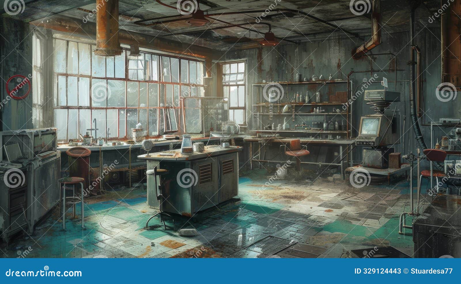 Abandoned Laboratory with Decaying Equipment and Shelves Stock Image ...