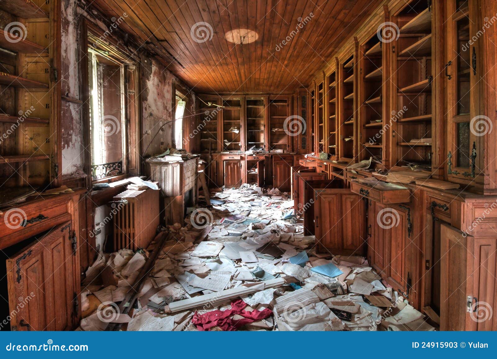 Abandoned library (HDR) stock image. Image of crime, demolished - 24915903