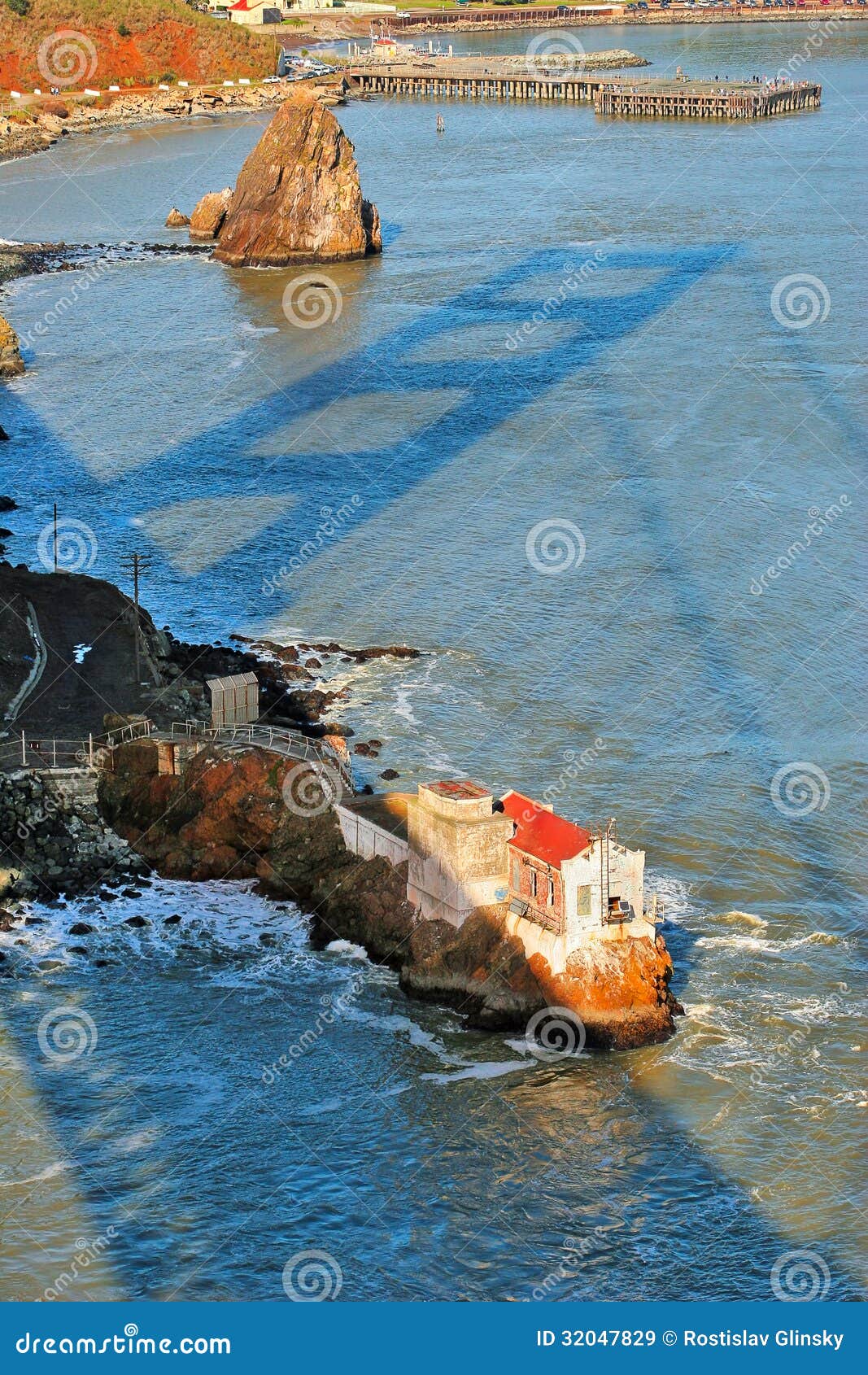 Abandoned Lighthouse Under Golden Gate Bridge in San Francisco. Stock ...