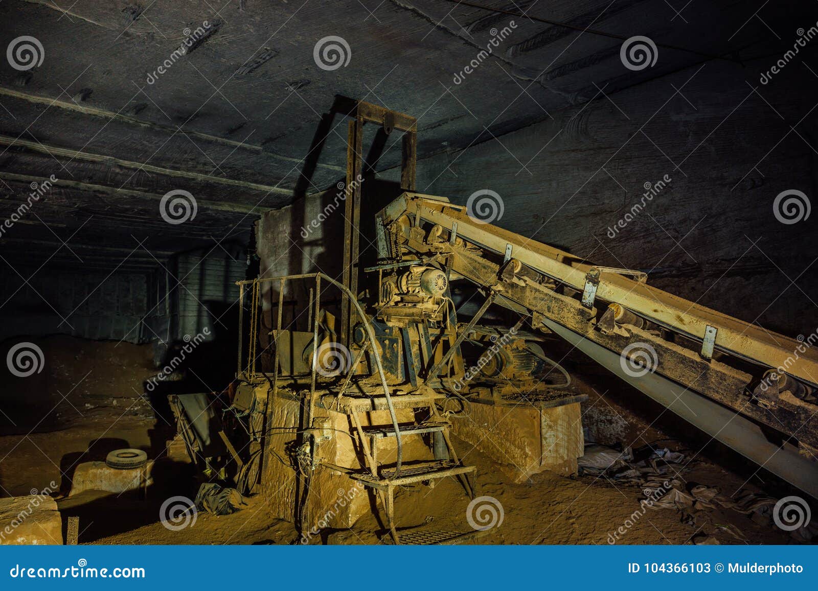 Abandoned Limestone Mine. Old Rusty Stone Cracking and Loading ...