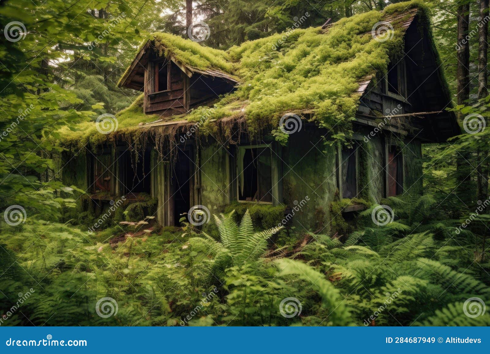 Abandoned Log Cabin Reclaimed by Nature Stock Image - Image of rural ...