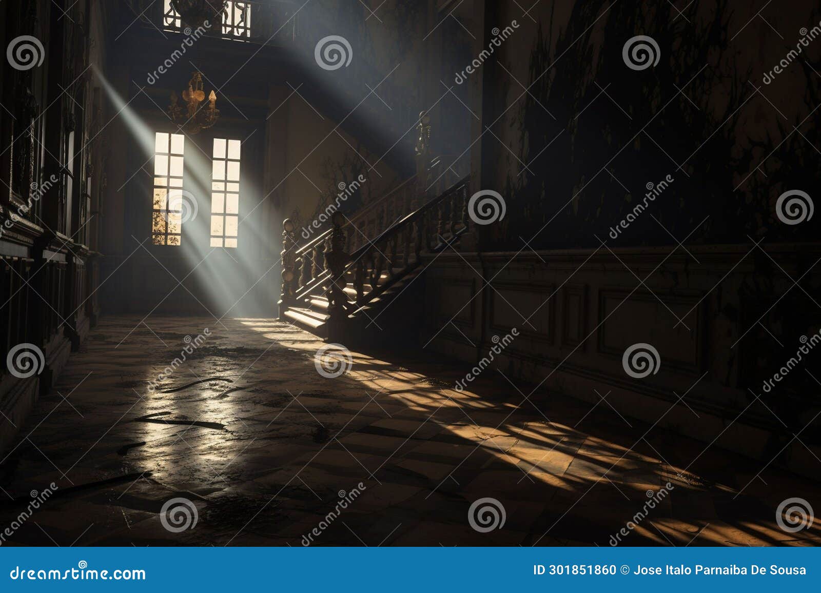 Abandoned Mansion Shadows Shadows Cast on the Stock Illustration ...