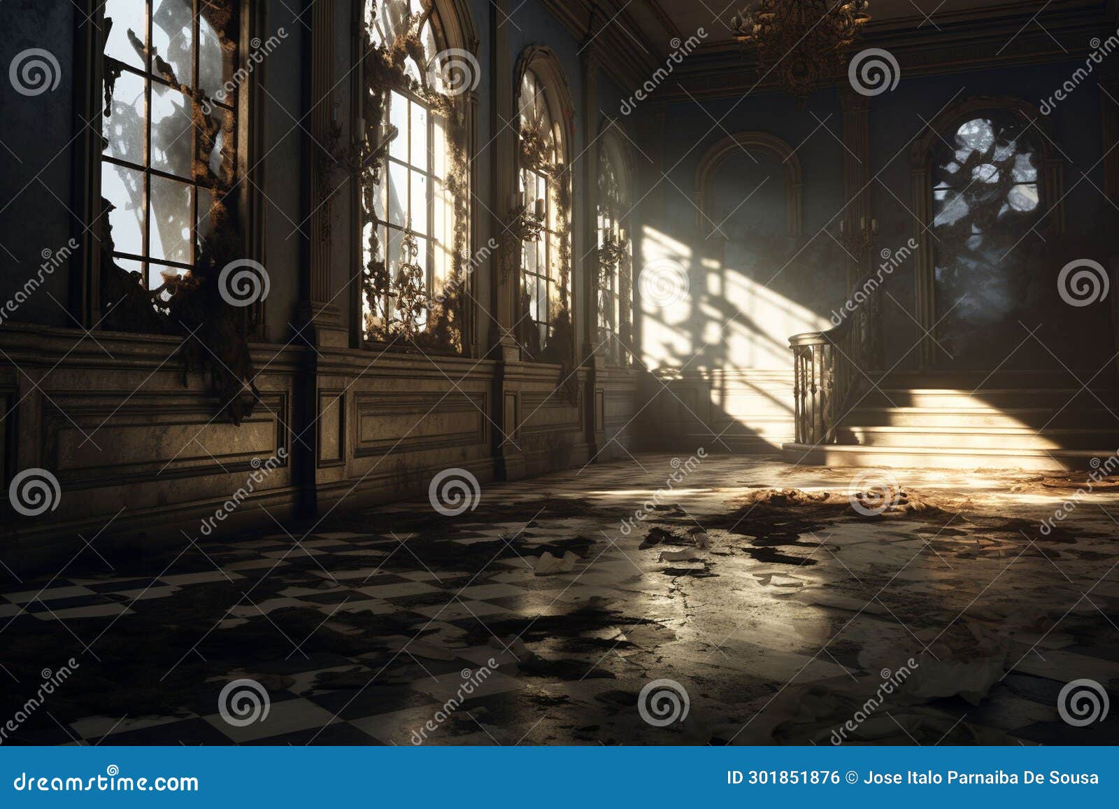 Abandoned Mansion Shadows Shadows Cast on the Stock Illustration ...