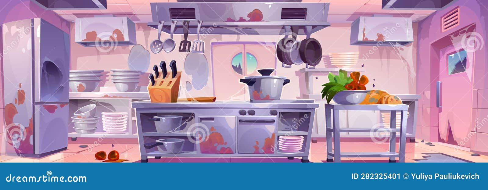 Resataurant Messy Kitchen Cartoons