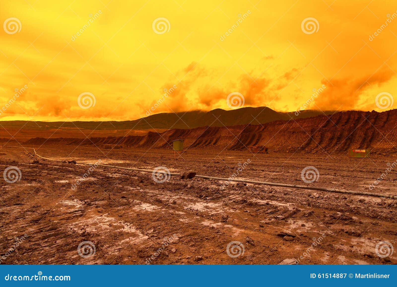 Abandoned Mine - Damaged Landscape after Ore Mining, Sunset Sky Stock ...