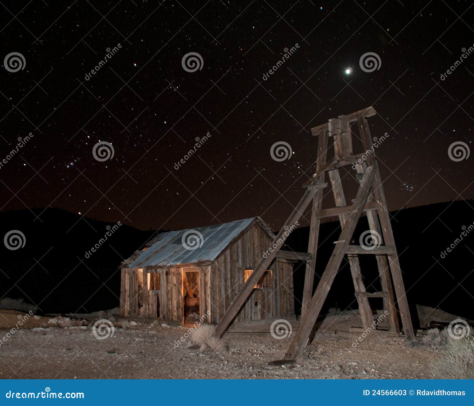 Shack And Mine Shaft Tower, Historic Mining Park, Tonopah, NV, USA ...