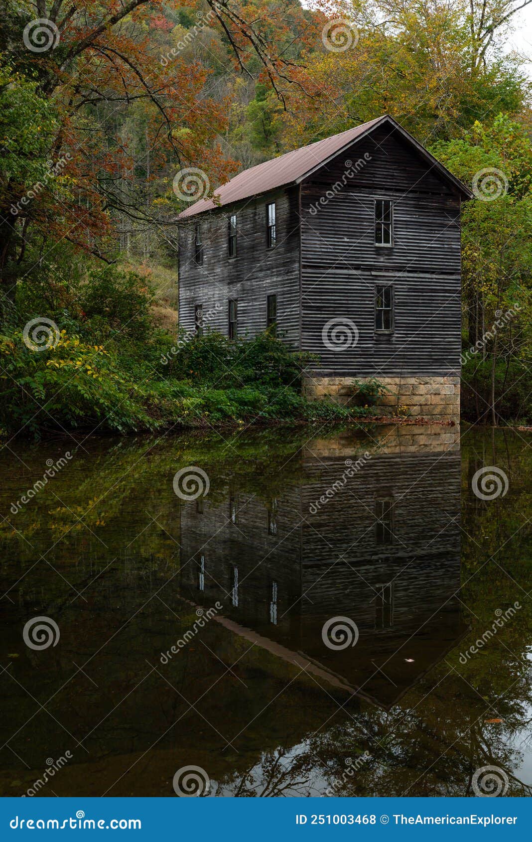 Abandoned Mollohan Grist Mill + Reflections - West Virginia Stock Photo ...