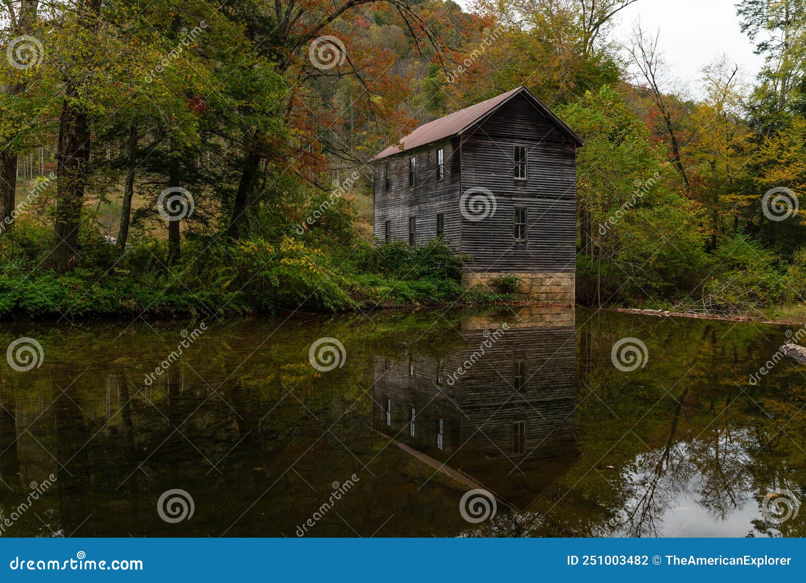 Abandoned Mollohan Grist Mill + Reflections - West Virginia Stock Photo ...