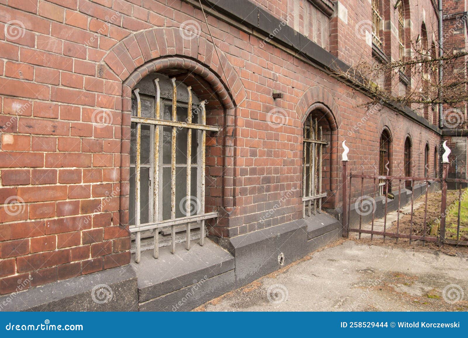 Abandoned and Neglected Brick Building on a Sunny Autumn Day. Autumn ...