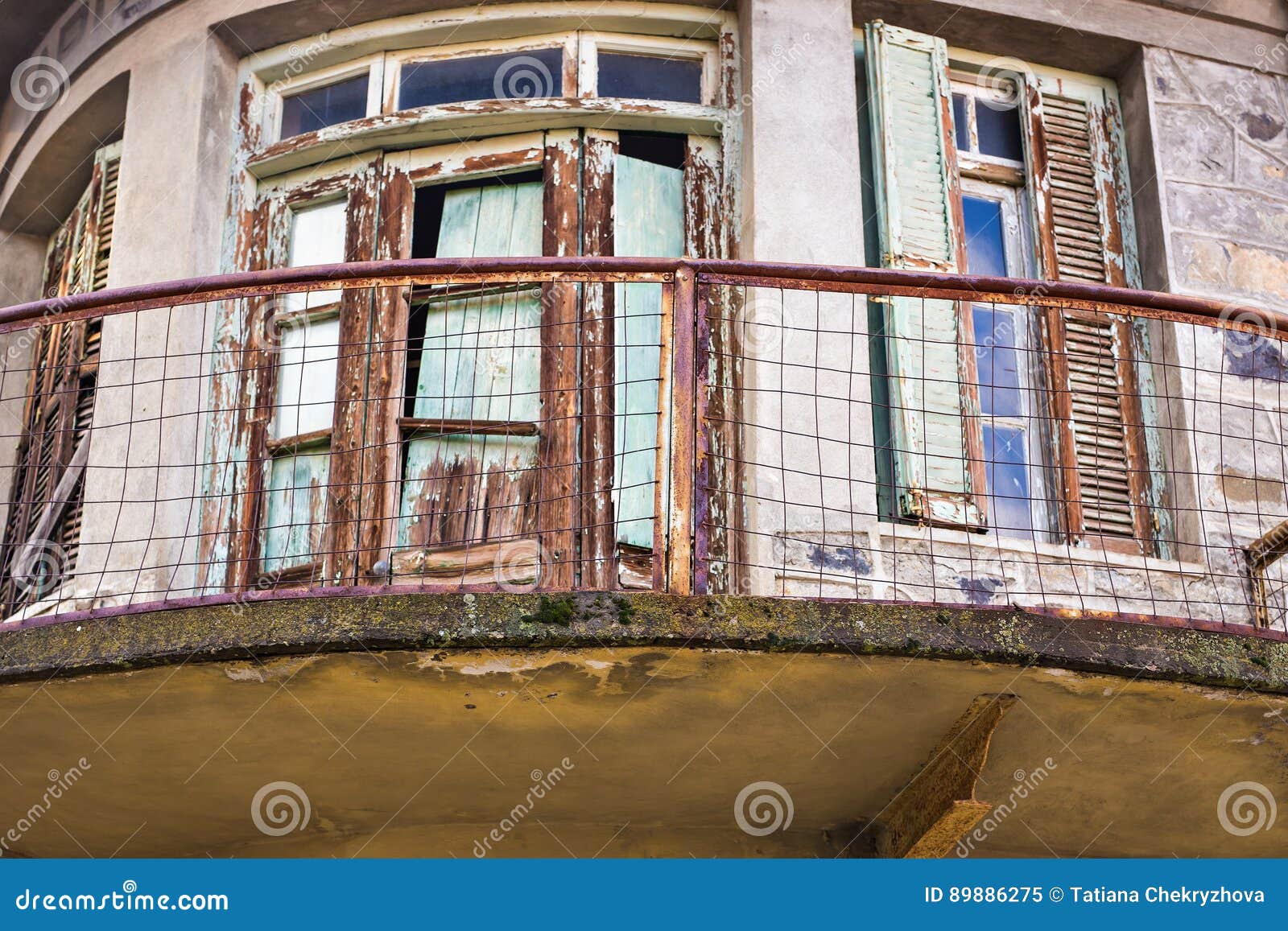 Neglected House Interior With Blue Walls Buried In The Sand In Al Madam ...