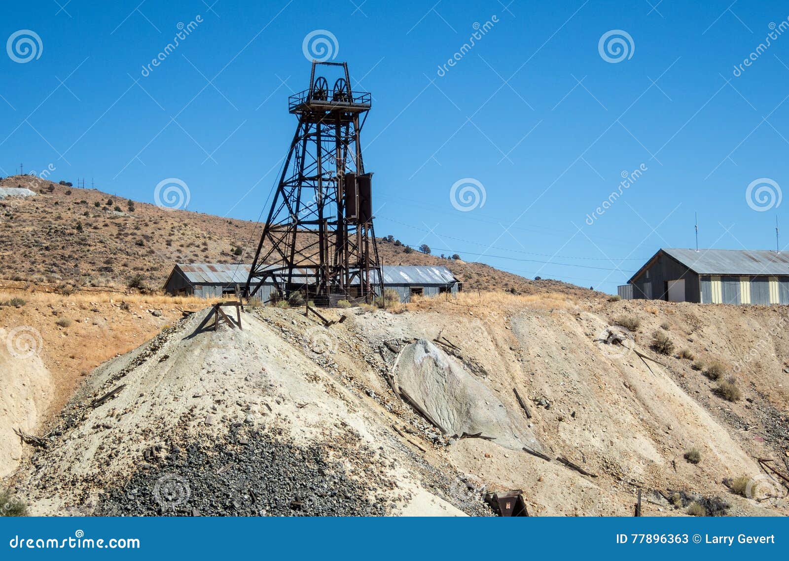 Abandoned Nevada mine stock image. Image of headframe - 77896363