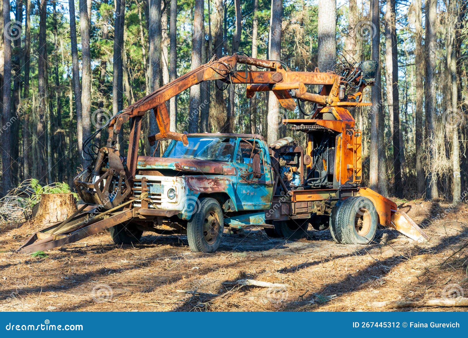 Abandoned Non-working Broken Construction Equipment in the Forest Stock ...