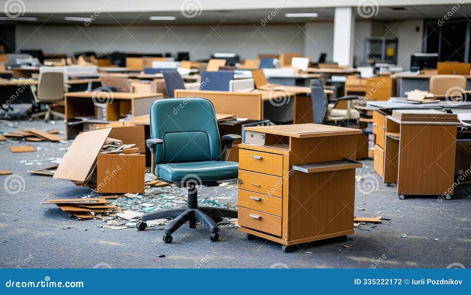 Abandoned Office Showing Desks and Chairs in Disarray Stock Photo ...