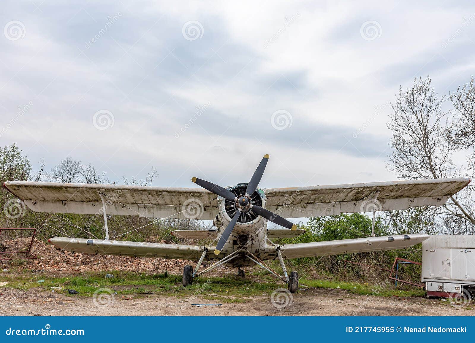 Abandoned Old Biplane in Nature Stock Image - Image of history, crash ...