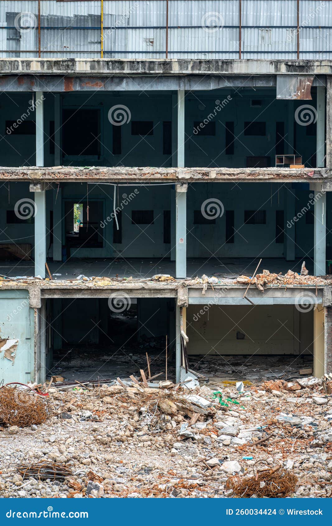 An Abandoned Old Building on the Construction Site. Stock Photo - Image ...