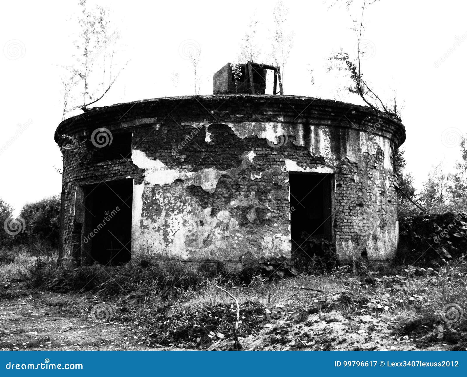 An abandoned old bunker. stock image. Image of foliage - 99796617