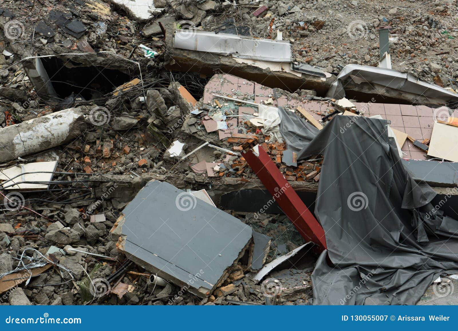 Collapsed and Destroyed Building Ruins from Disaster Stock Image ...