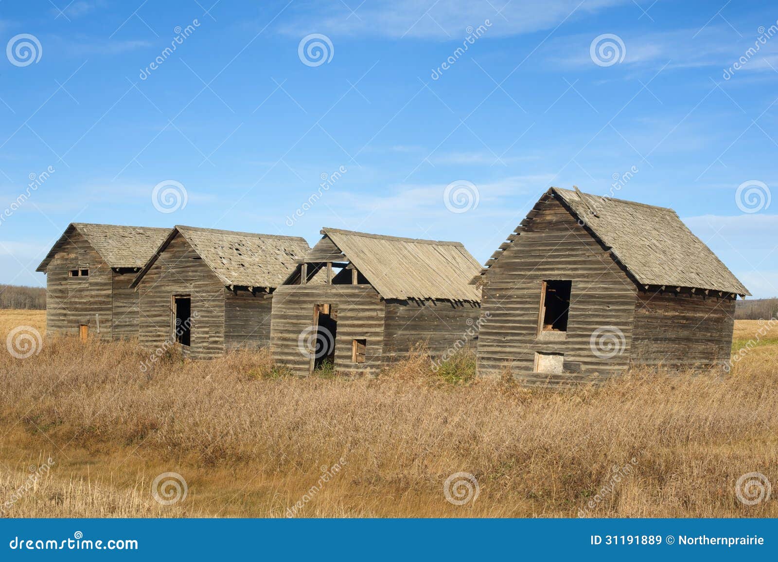 Abandoned Old Granaries in Fall Stock Image - Image of field, ancient ...