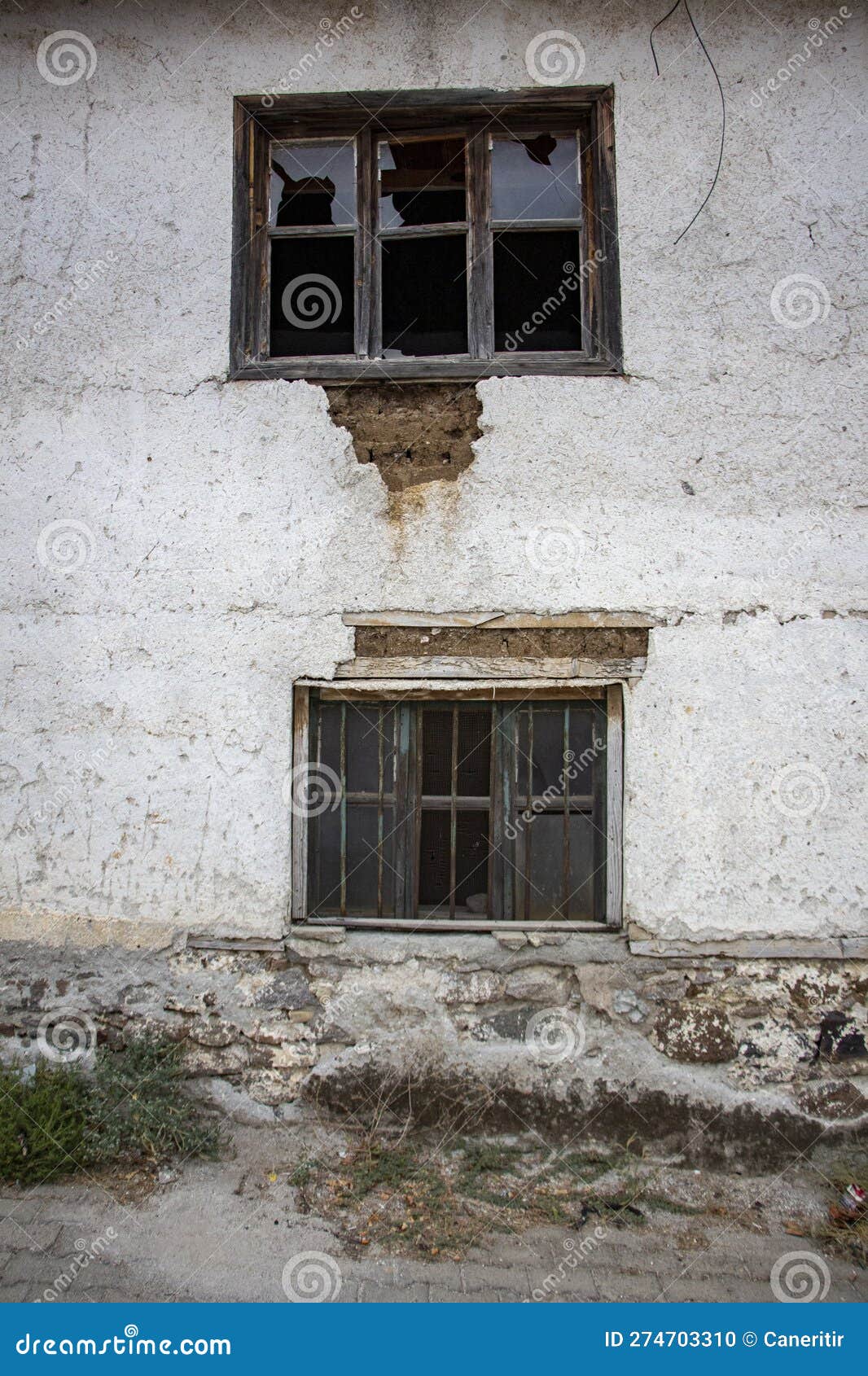 Abandoned Old House with Broken Windows Stock Photo - Image of stone ...