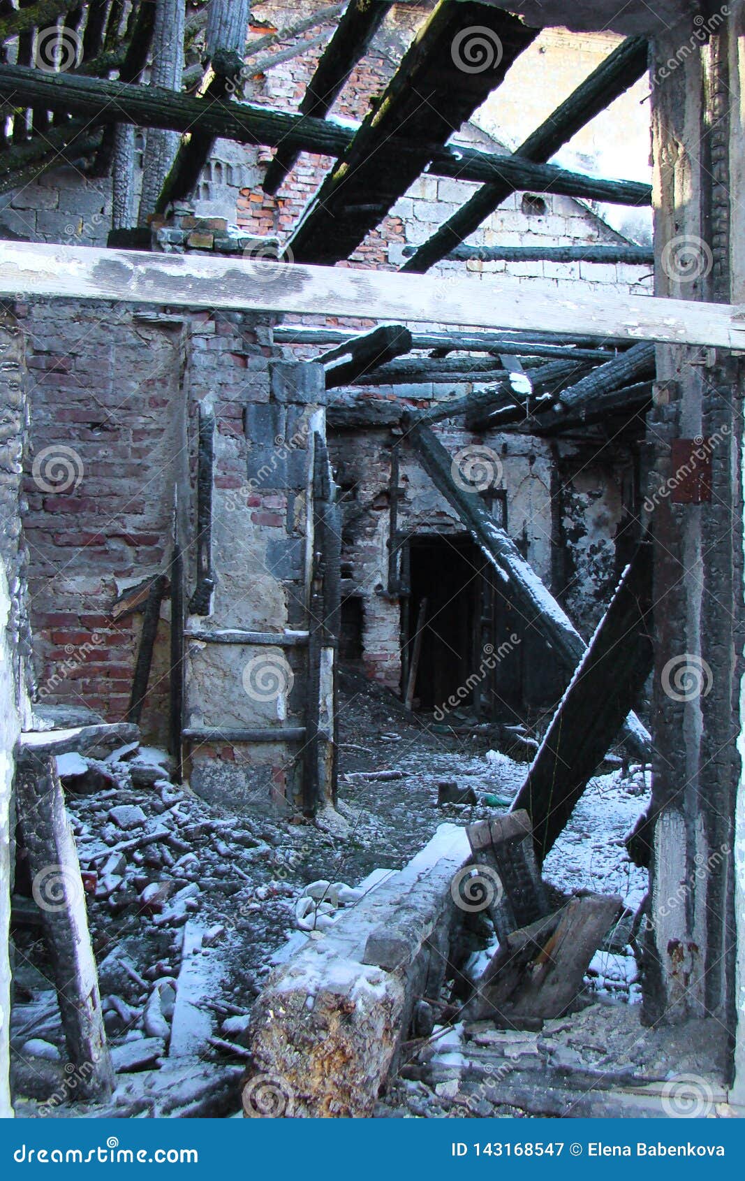 Abandoned Old House after the Fire. Stock Image - Image of brick ...