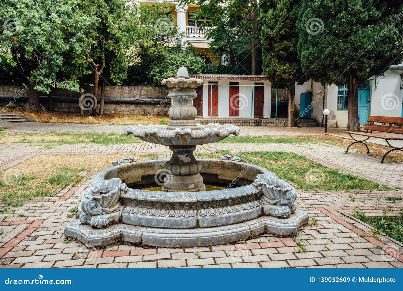 Abandoned Old Round Fountain in Old Park Stock Image - Image of culture ...