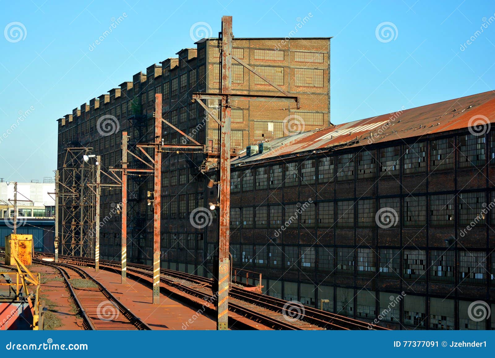 Abandoned Old Rusting Factory with Raised Train Platform Stock Image ...