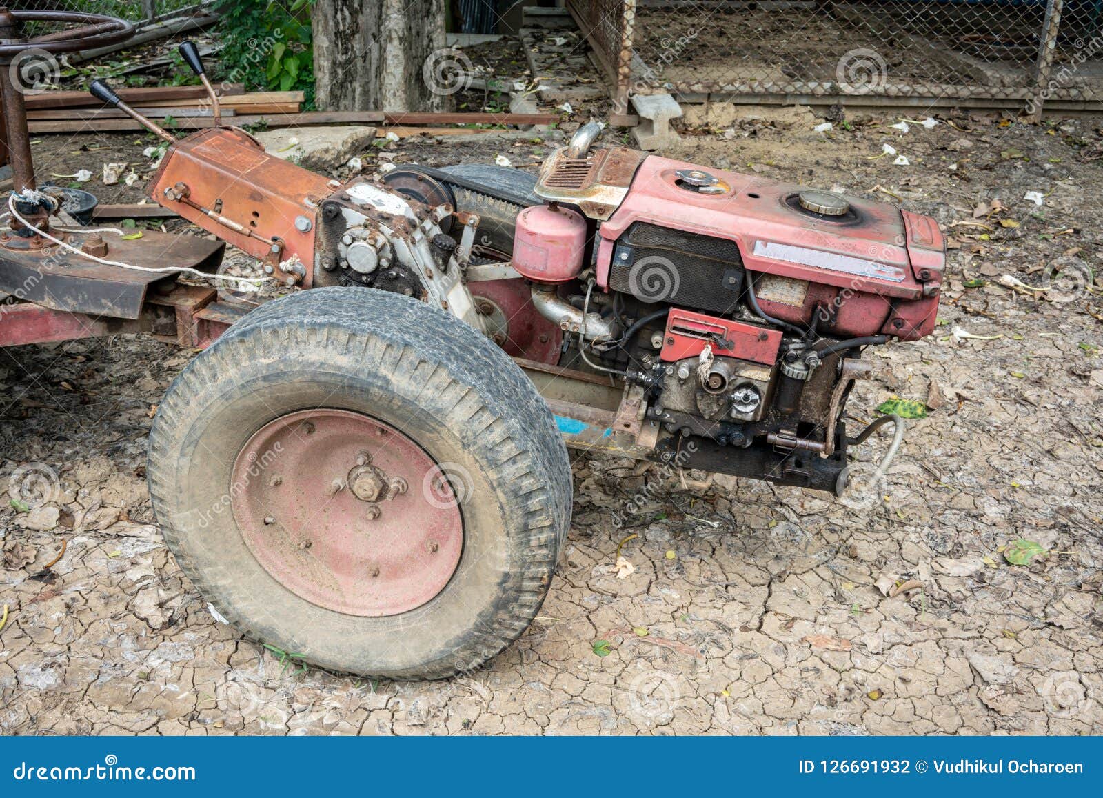 Abandoned Old and Rusty Tractor on Land. Stock Photo - Image of ...