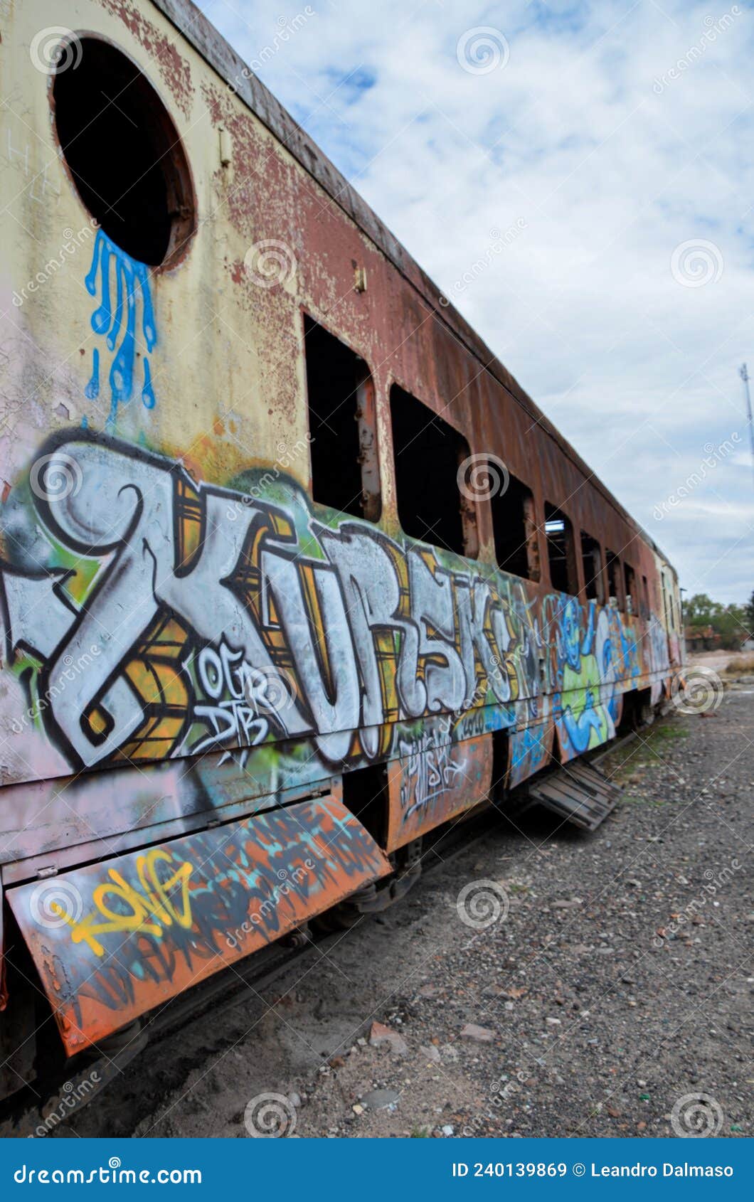 Abandoned Old Train with Rust and Graffitis Editorial Stock Image ...