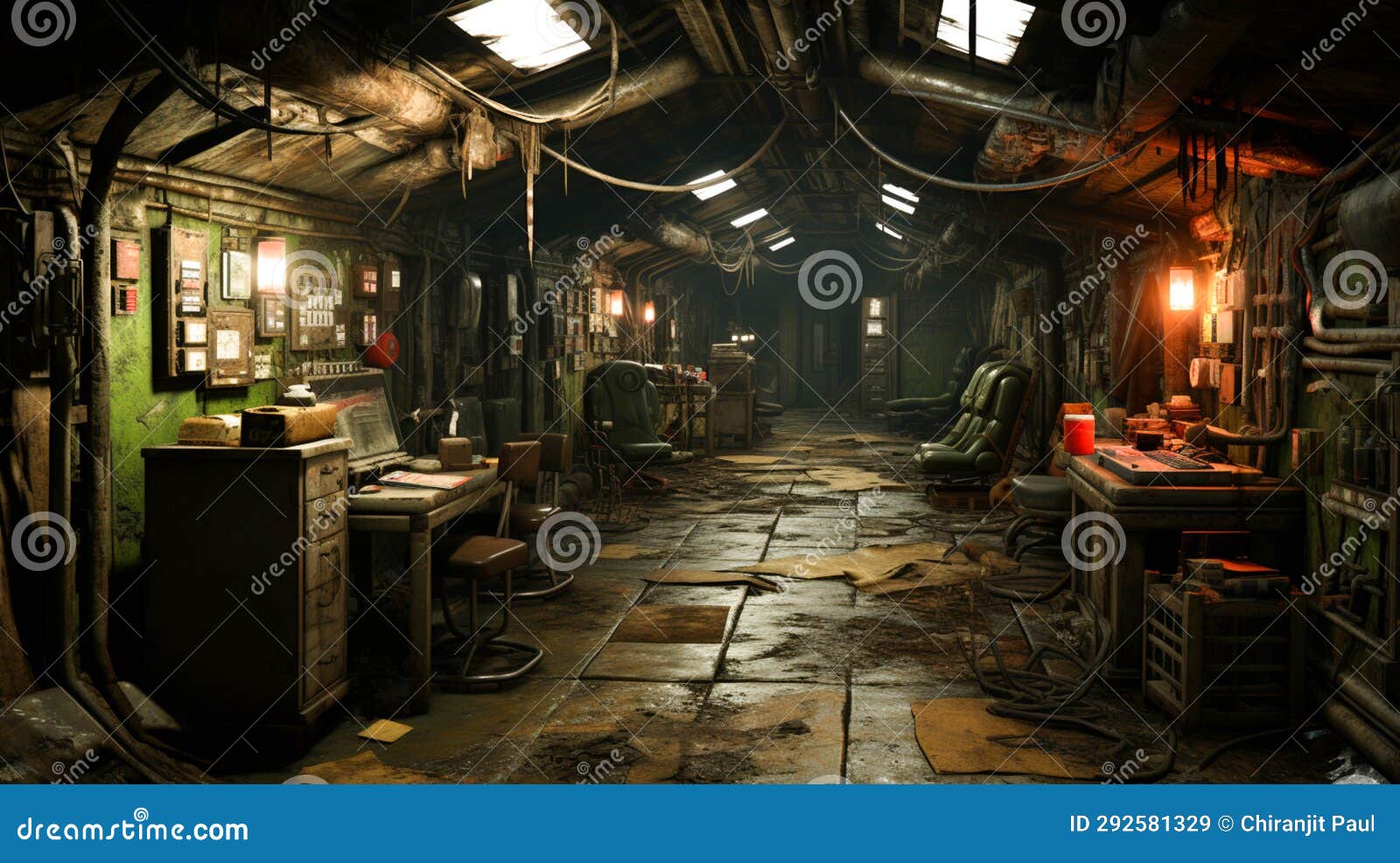 Abandoned Old Underground Bunker Interior Stock Illustration ...