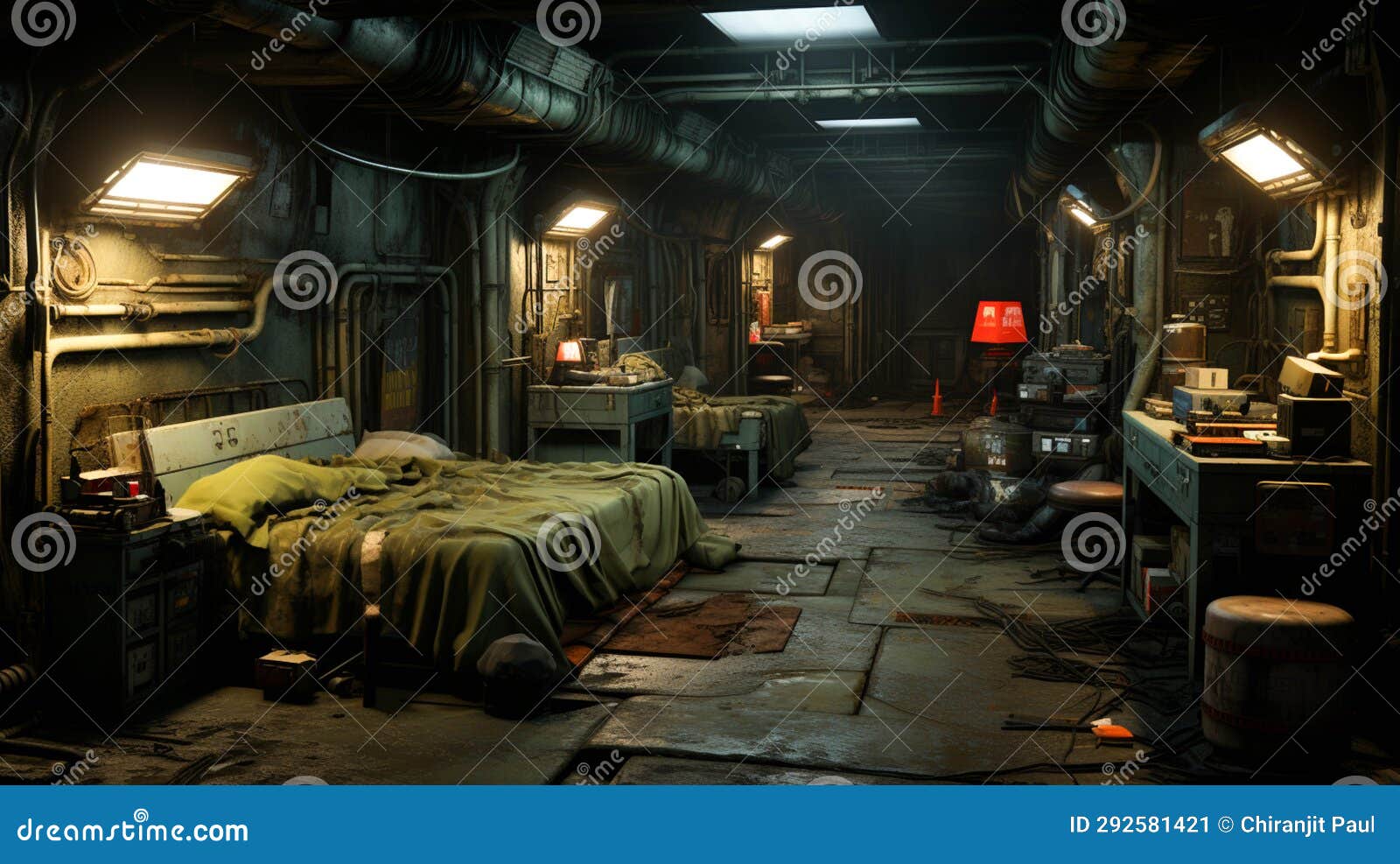 Bunker Interior Icons Set Cartoon Vector. Bed Locker | CartoonDealer ...