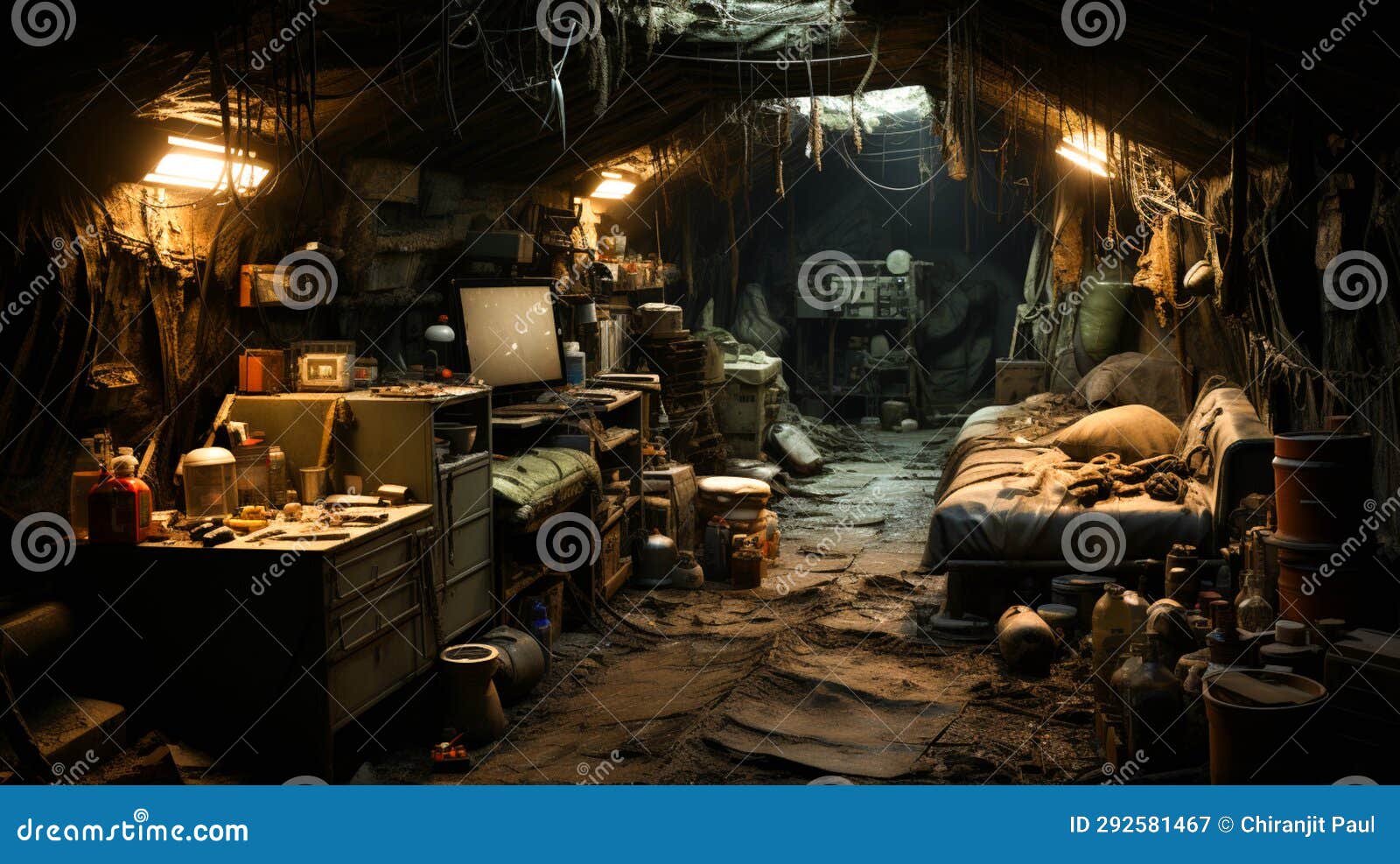 Abandoned Old Underground Bunker Interior Stock Illustration ...