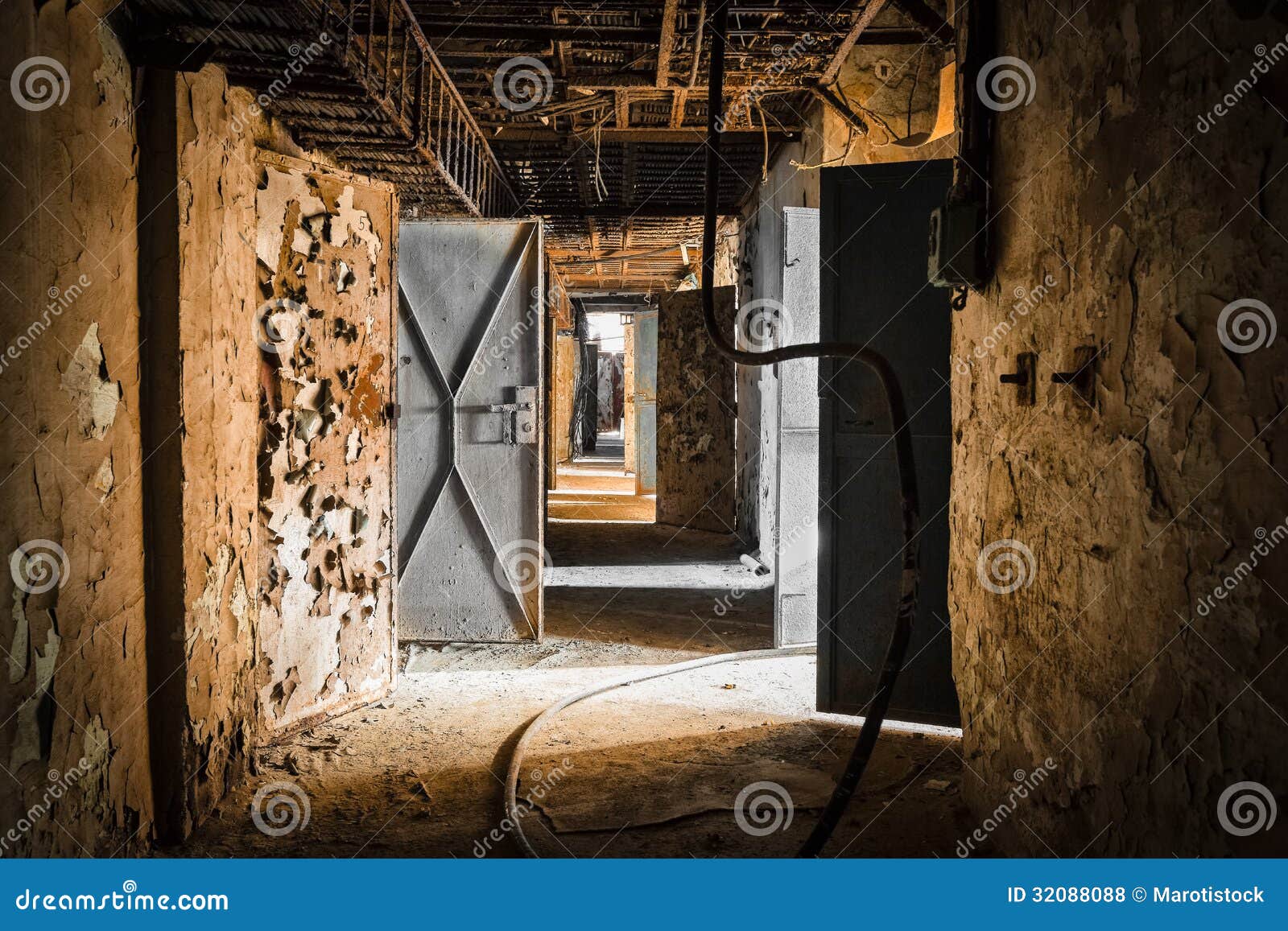 Abandoned Old Workplace Corridor Stock Photo - Image of desolate, hall ...