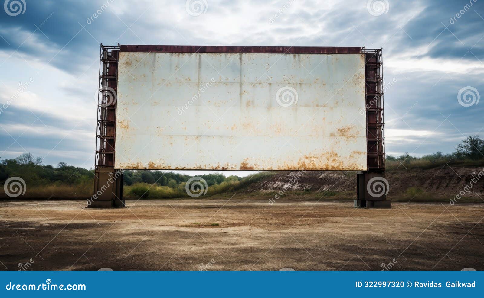 Abandoned Outdoor Movie Screen Deteriorating Stock Illustration ...