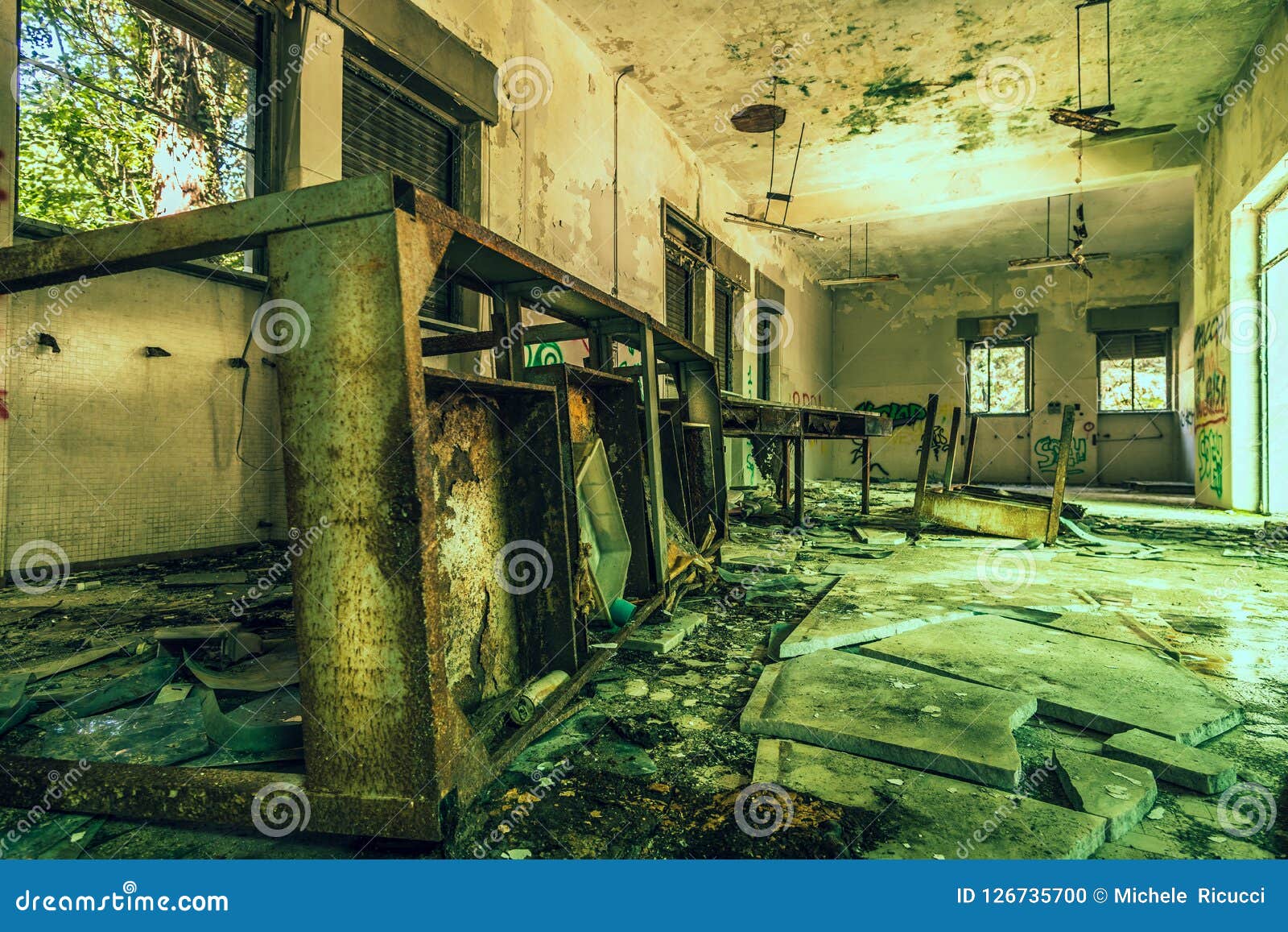 Abandoned Place Destroyed Table Rust Stock Photo - Image of havoc ...