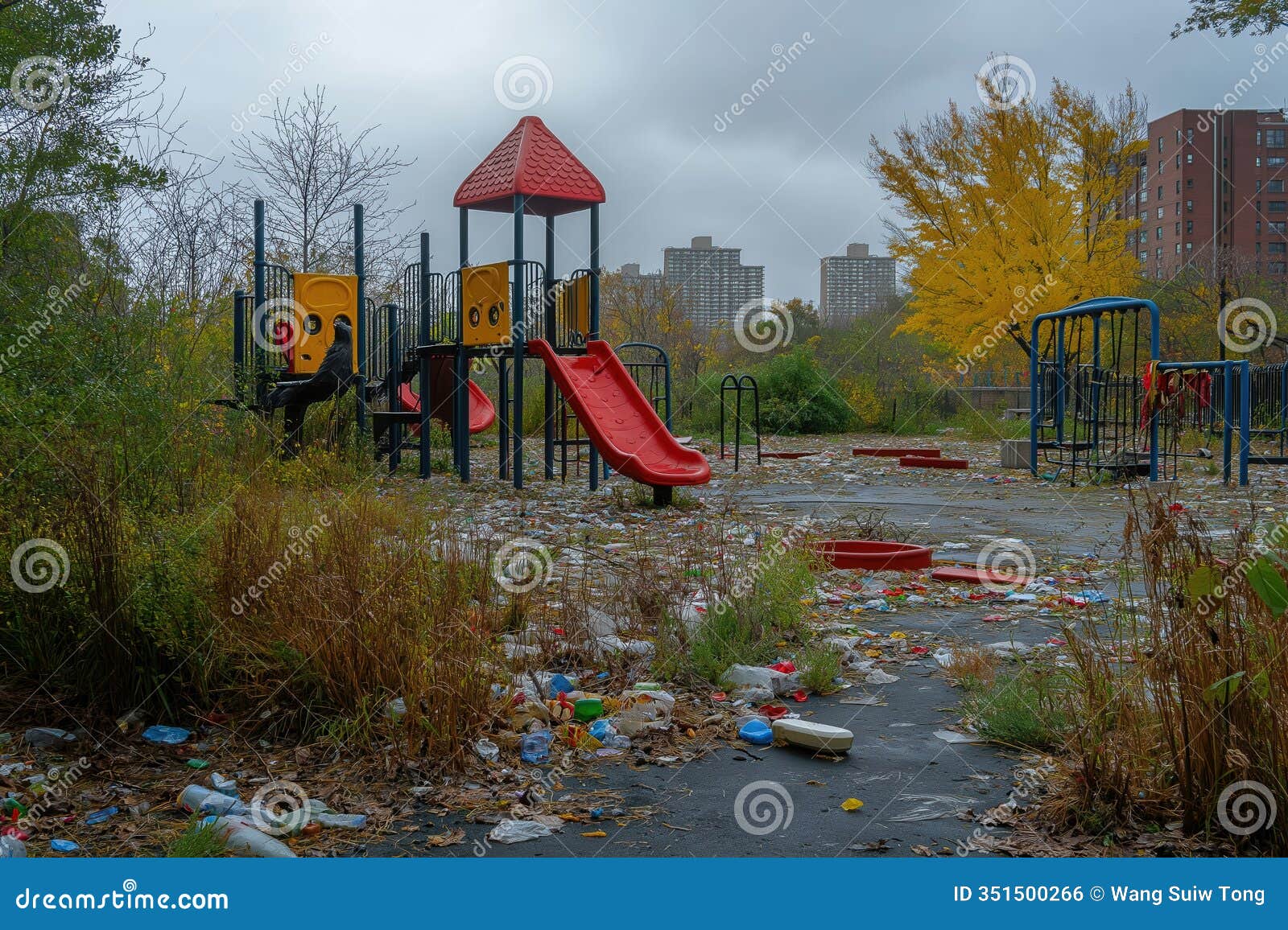 A Neglected Playground Littered With Toys And Garbage Stock Photography ...