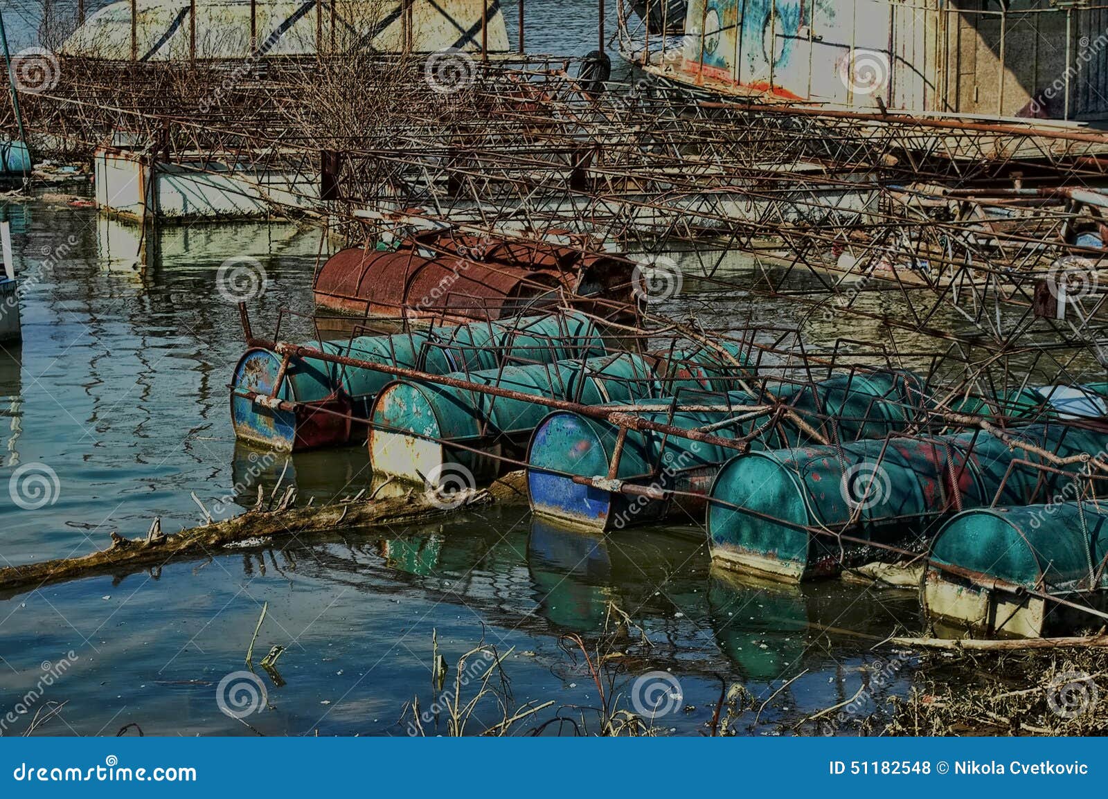 Abandoned Raft Construction Stock Photo - Image of rust, construction ...
