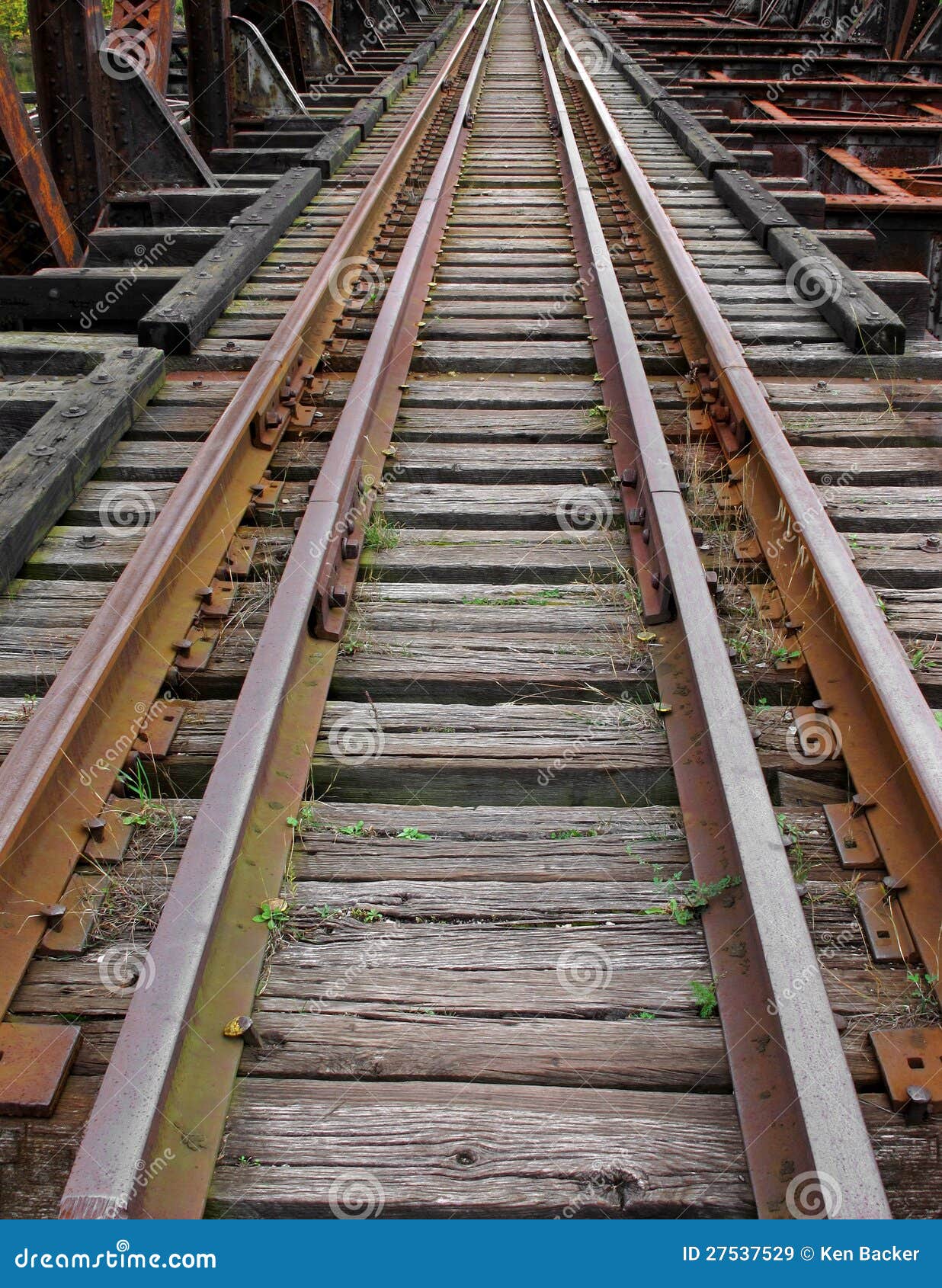 Abandoned Railroad Tracks on Bridge. Stock Image - Image of unused ...