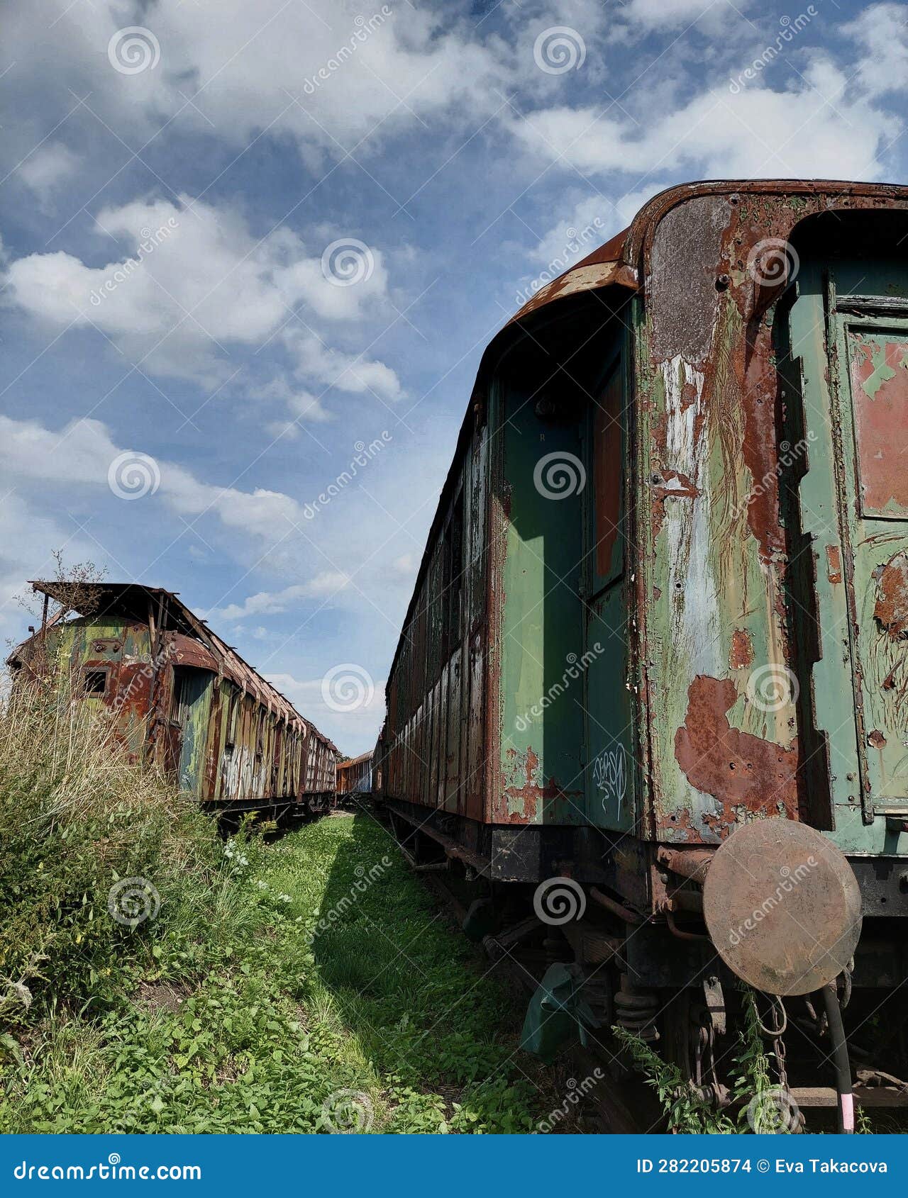 Abandoned Railway with Old Decayed Trains Stock Photo - Image of ruins ...
